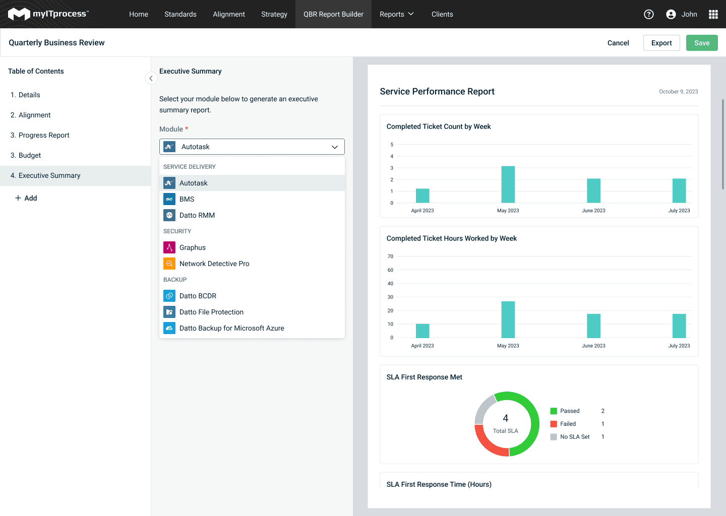 QBR Report Builder in myITprocess - IT Glue