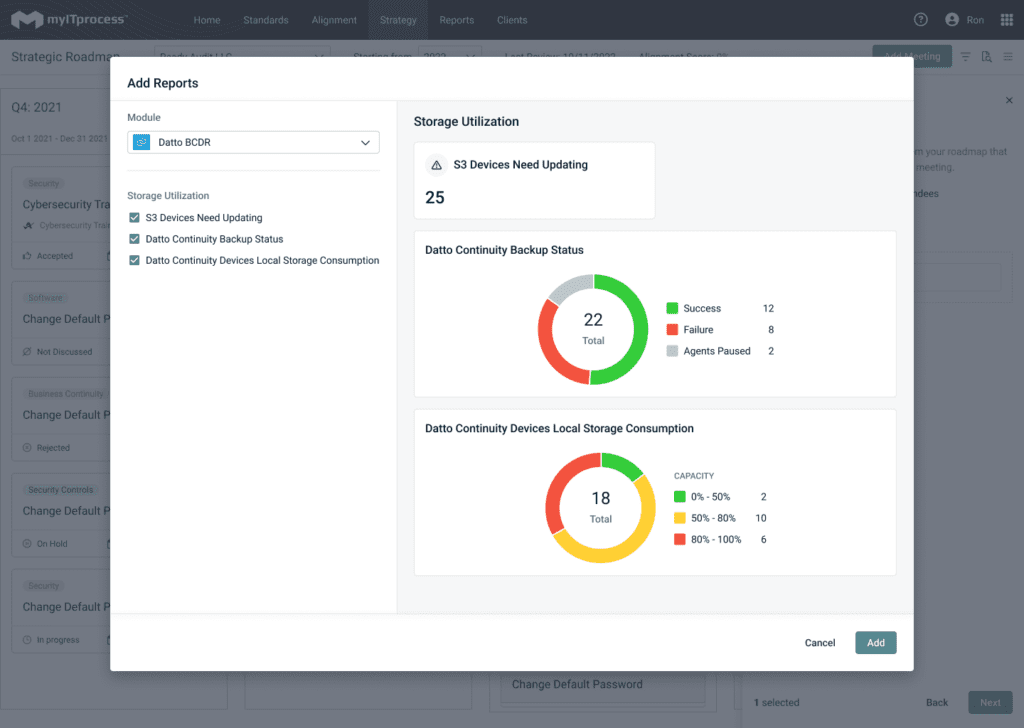 Integrated Executive Summary Reporting in myITprocess | IT Glue
