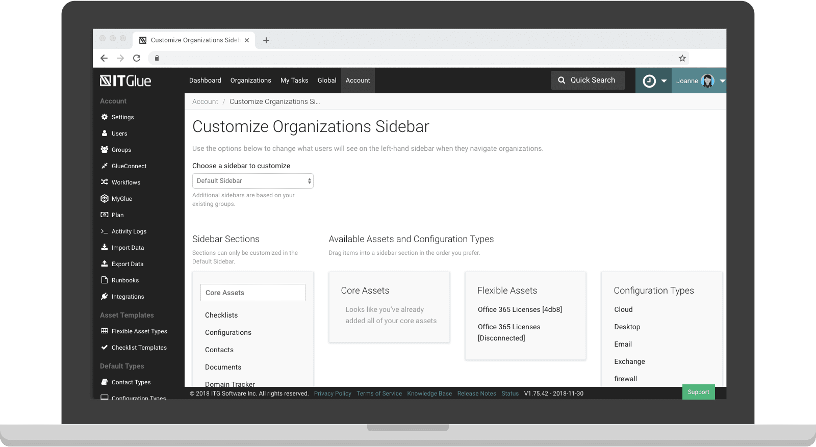 Customize Sidebar - Team-Based User Experience | IT Glue