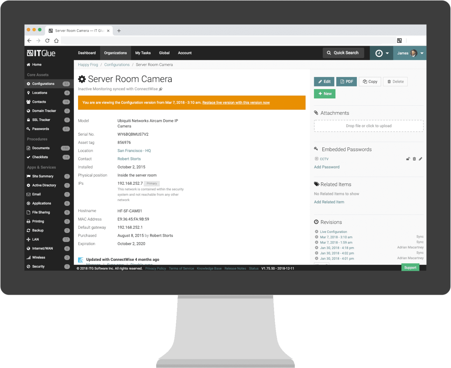 Automatic Version Control with Rollback | IT Glue